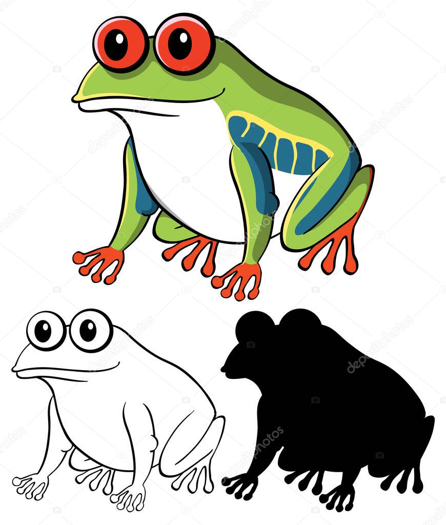Conjunto Ilustración Dibujos Animados Ranas Vector de stock por ...