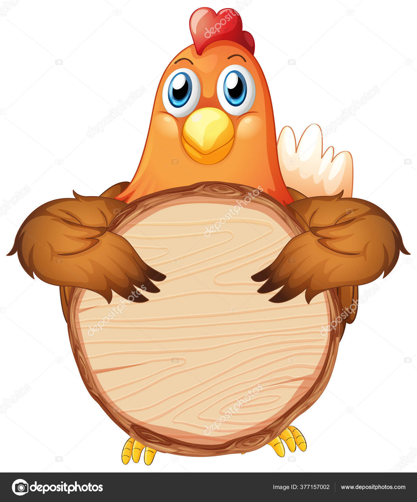 Blank Sign Template Brown Chicken White Background Illustration Stock ...