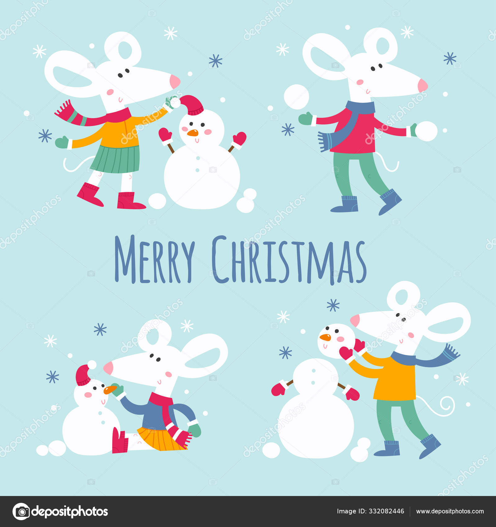 Vector Mice Set Can Used Backgrounds Fabric Surface Textures Wallpapers ...