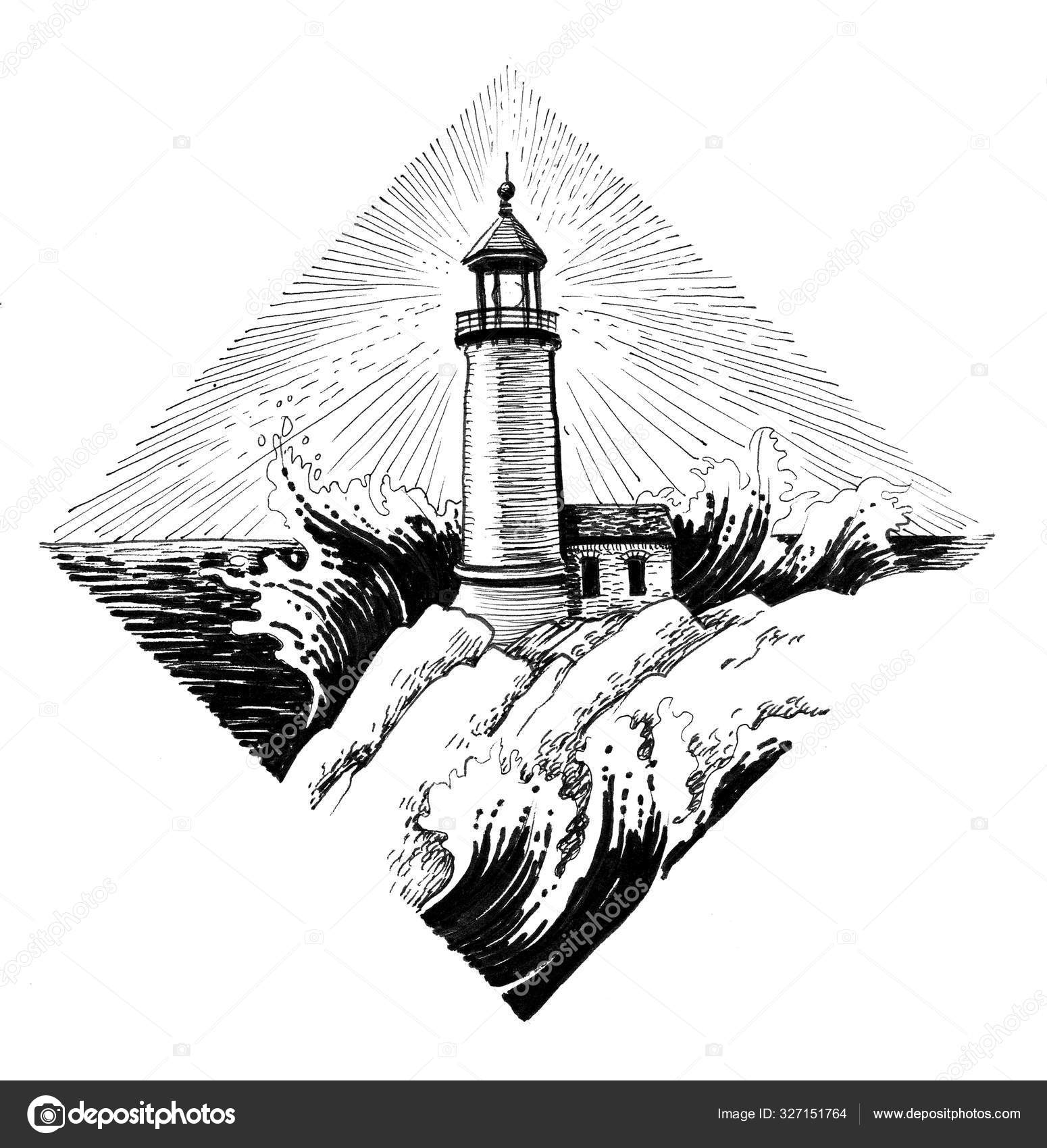 Lighthouse Art Black And White