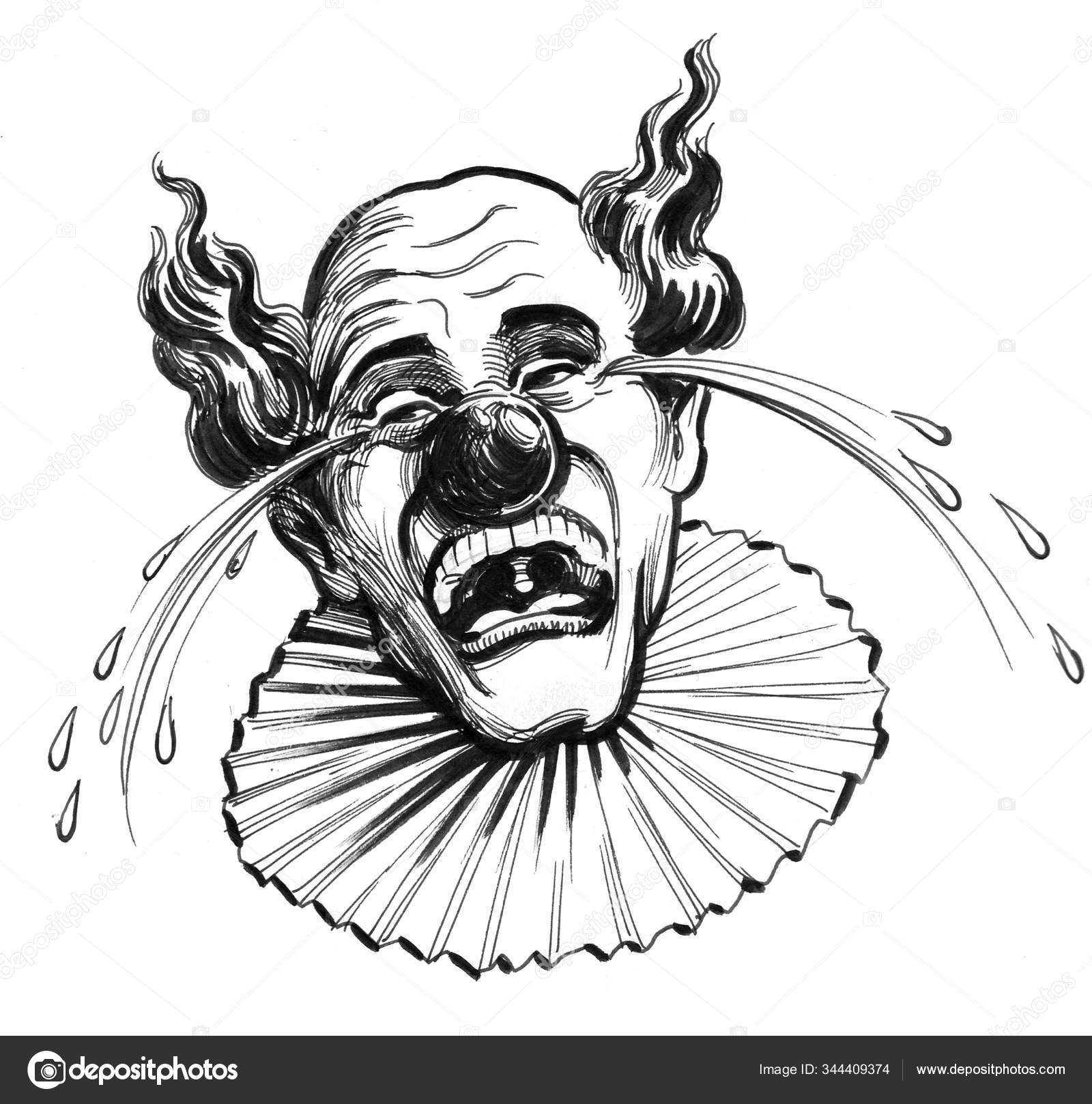Sad Clown Face Drawing