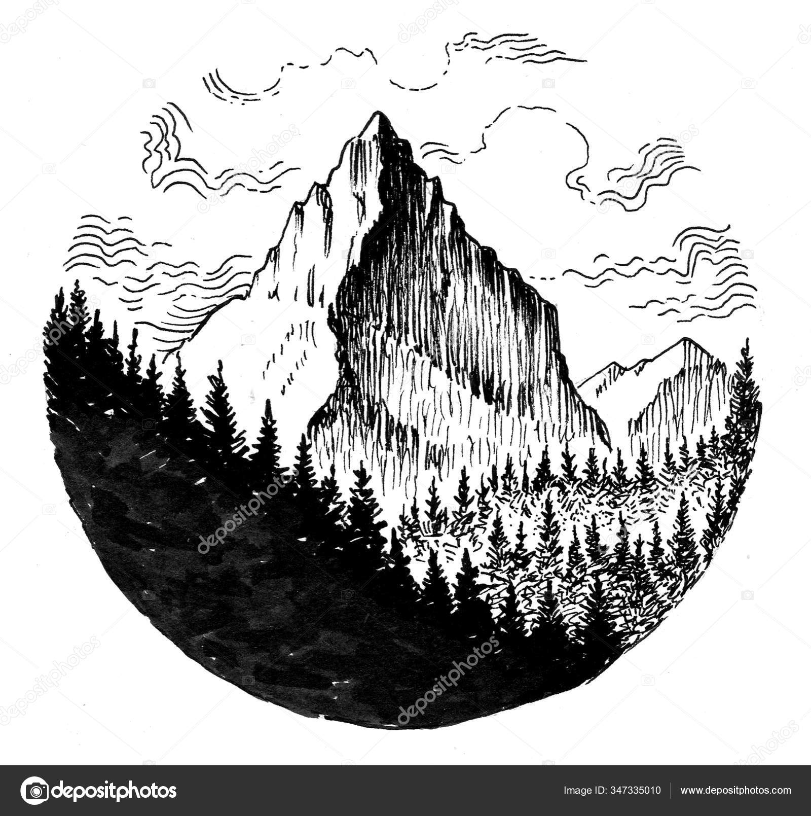 Mountain Drawing Ink