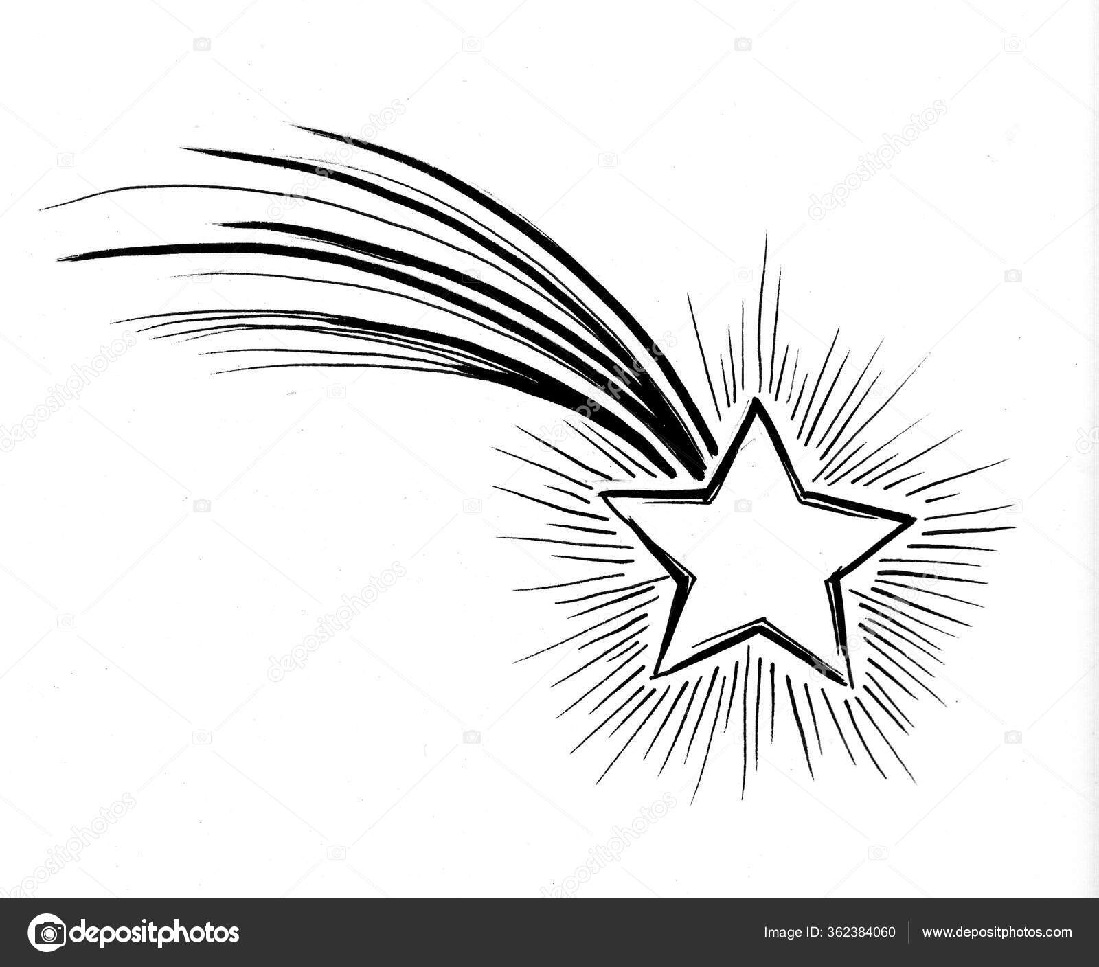 Falling Star Ink Black White Drawing — Stock Photo © alexblacksea ...