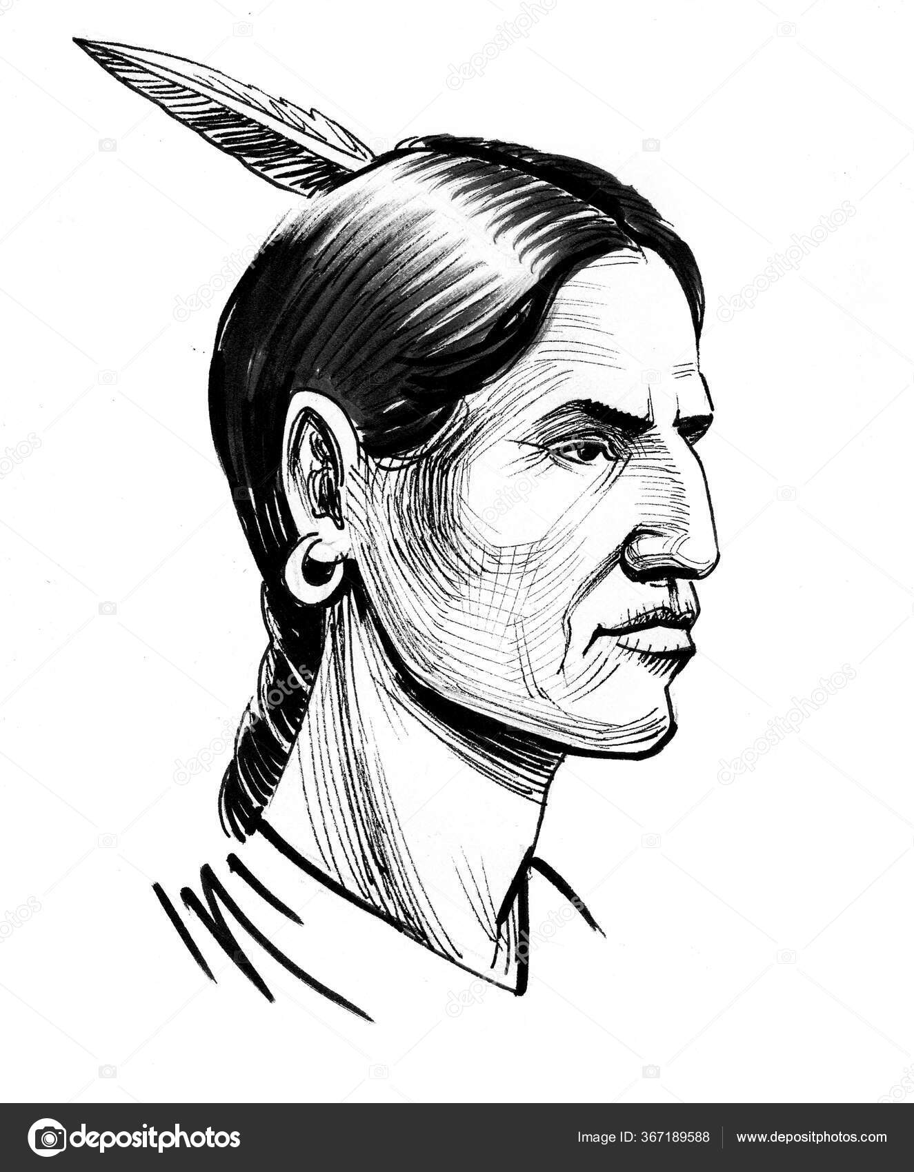 Native American Warrior Woman Drawing