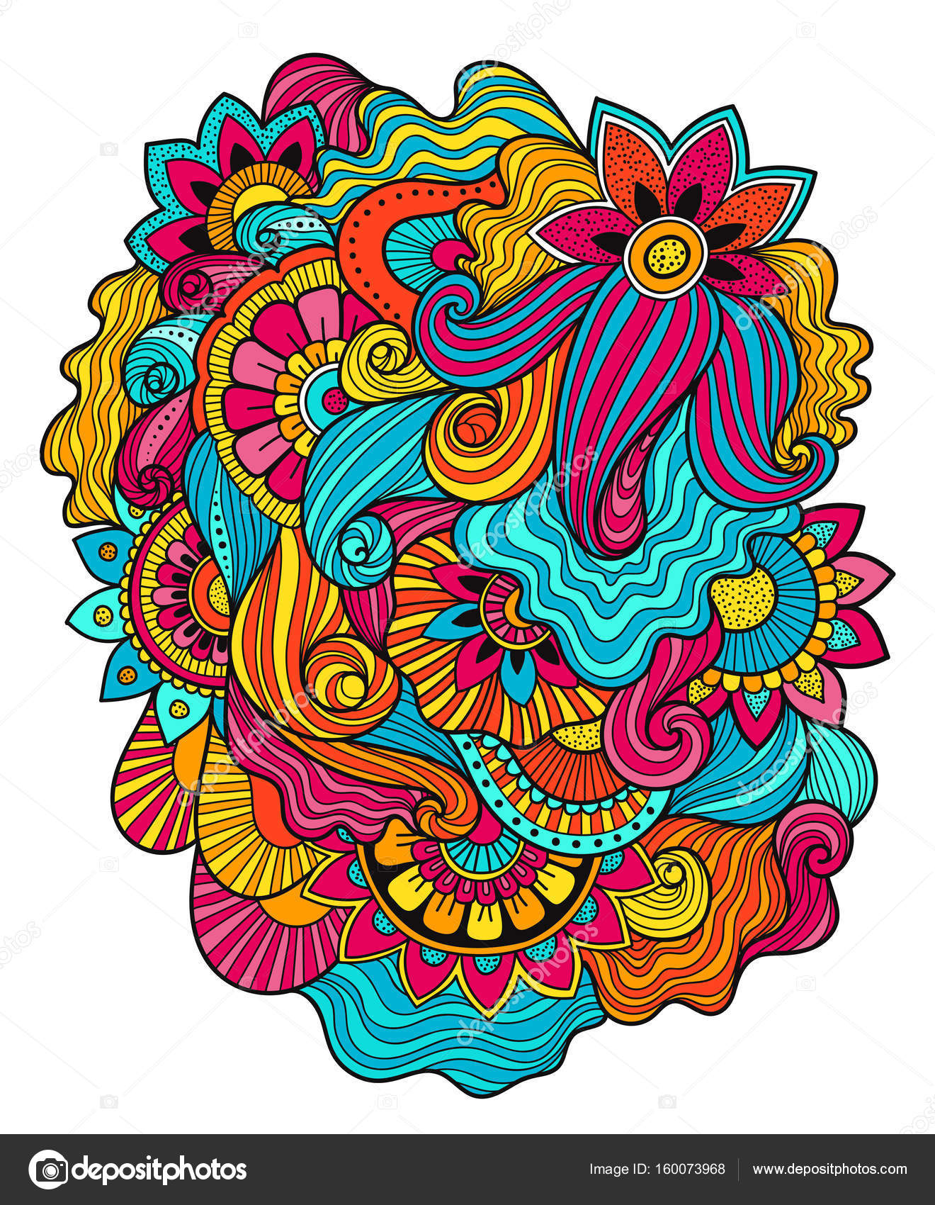 Beautiful Doodle Art Floral Composition Tattoo Flower Template Doodle