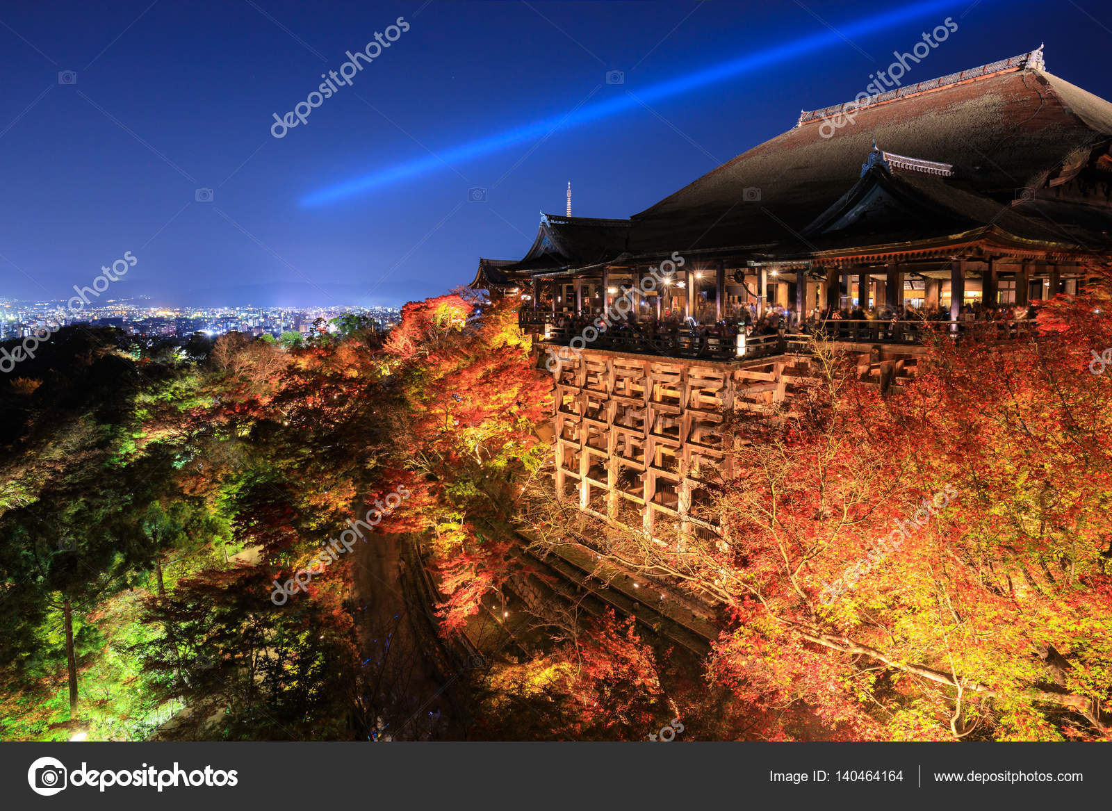 Kiyomizu dera temple ,light up in autumn, Kyoto, Japan Stock Photo by ...