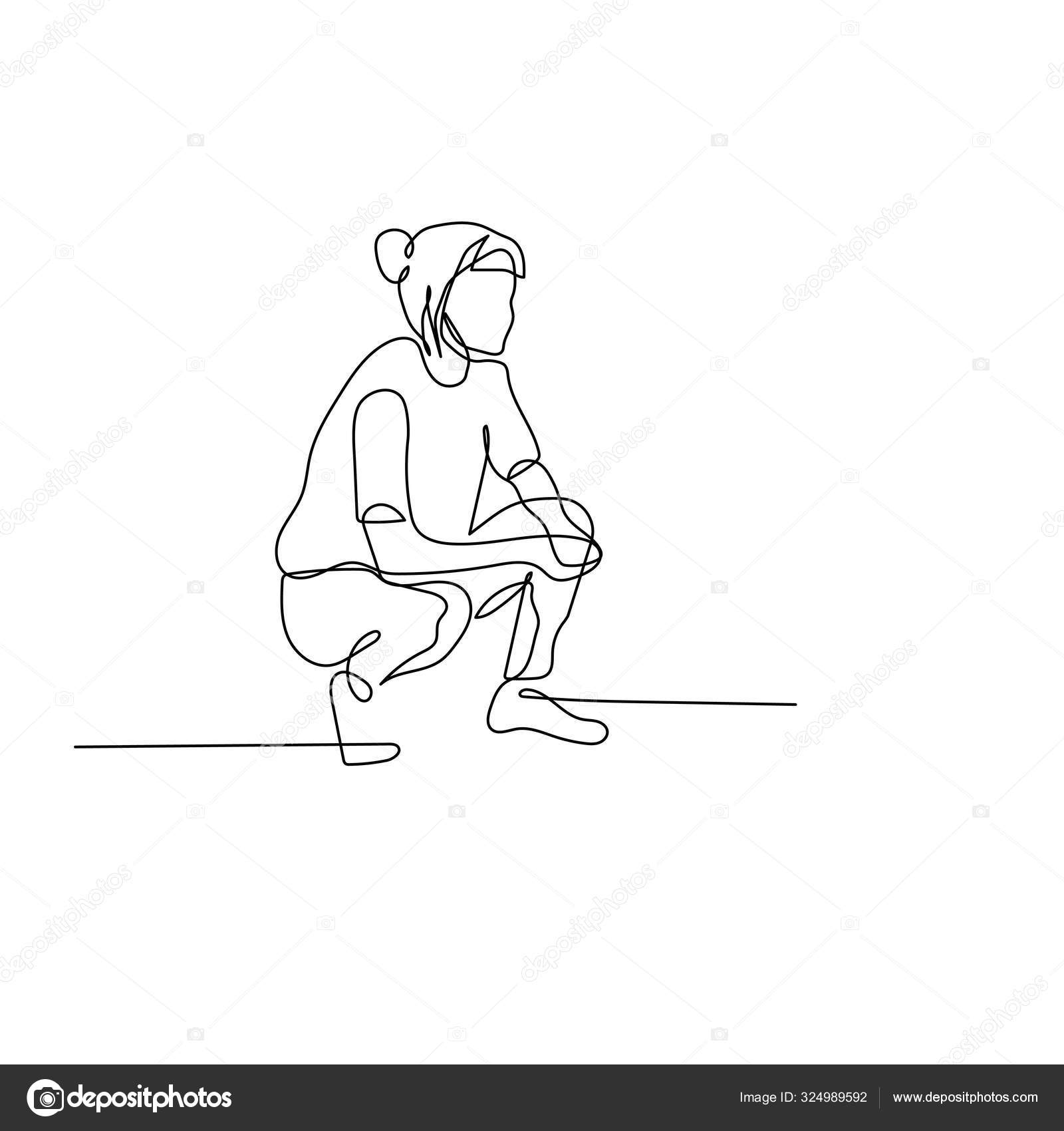 Woman Crouching Drawing