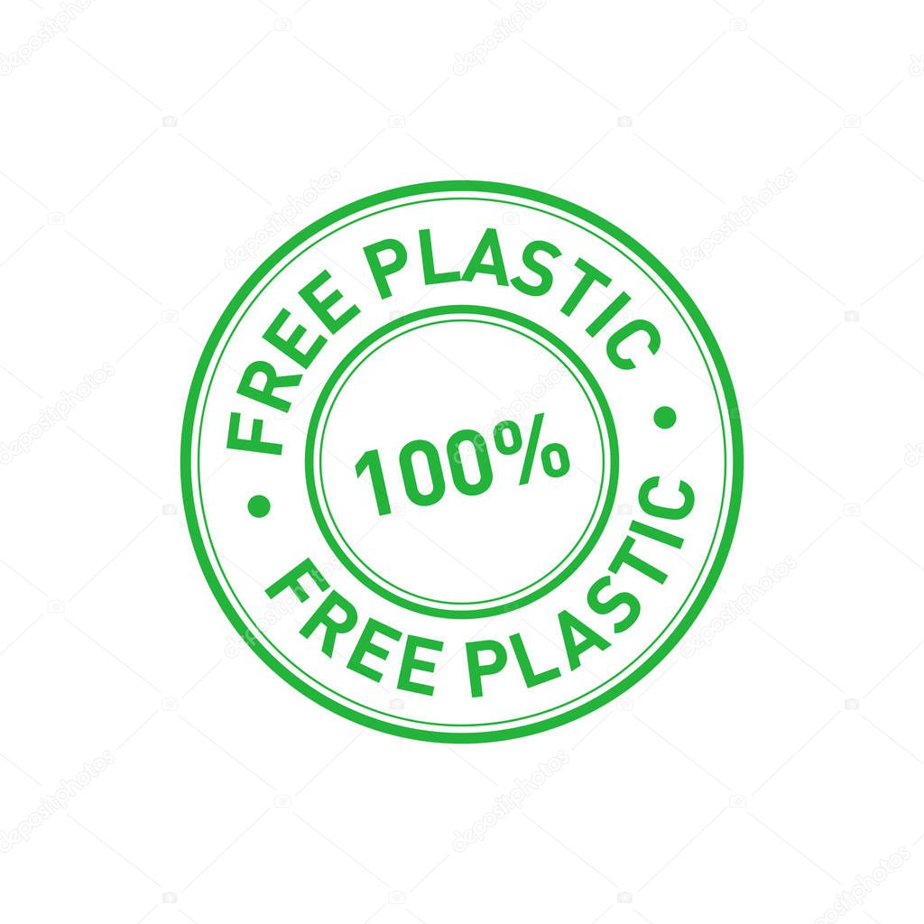 Pegatina verde libre de pl stico. Etiqueta de emblema de certificado de pl stico 100% gratis ...