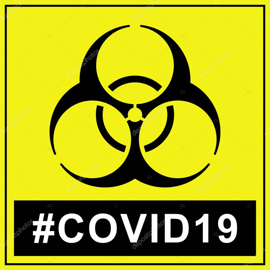 Aviso de peligro biológico COVID19 cartel amarillo. Señales de ...