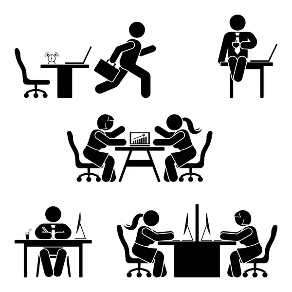Stick Figure Business Male Female Meeting Negotiation Good Deal Vector ...