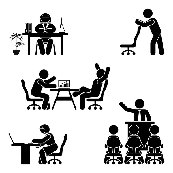 Stick Figure Business Male Female Meeting Negotiation Good Deal Vector ...