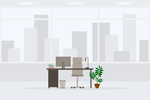 Design Modern Empty Office Work Place Front View Vector Illustration ...