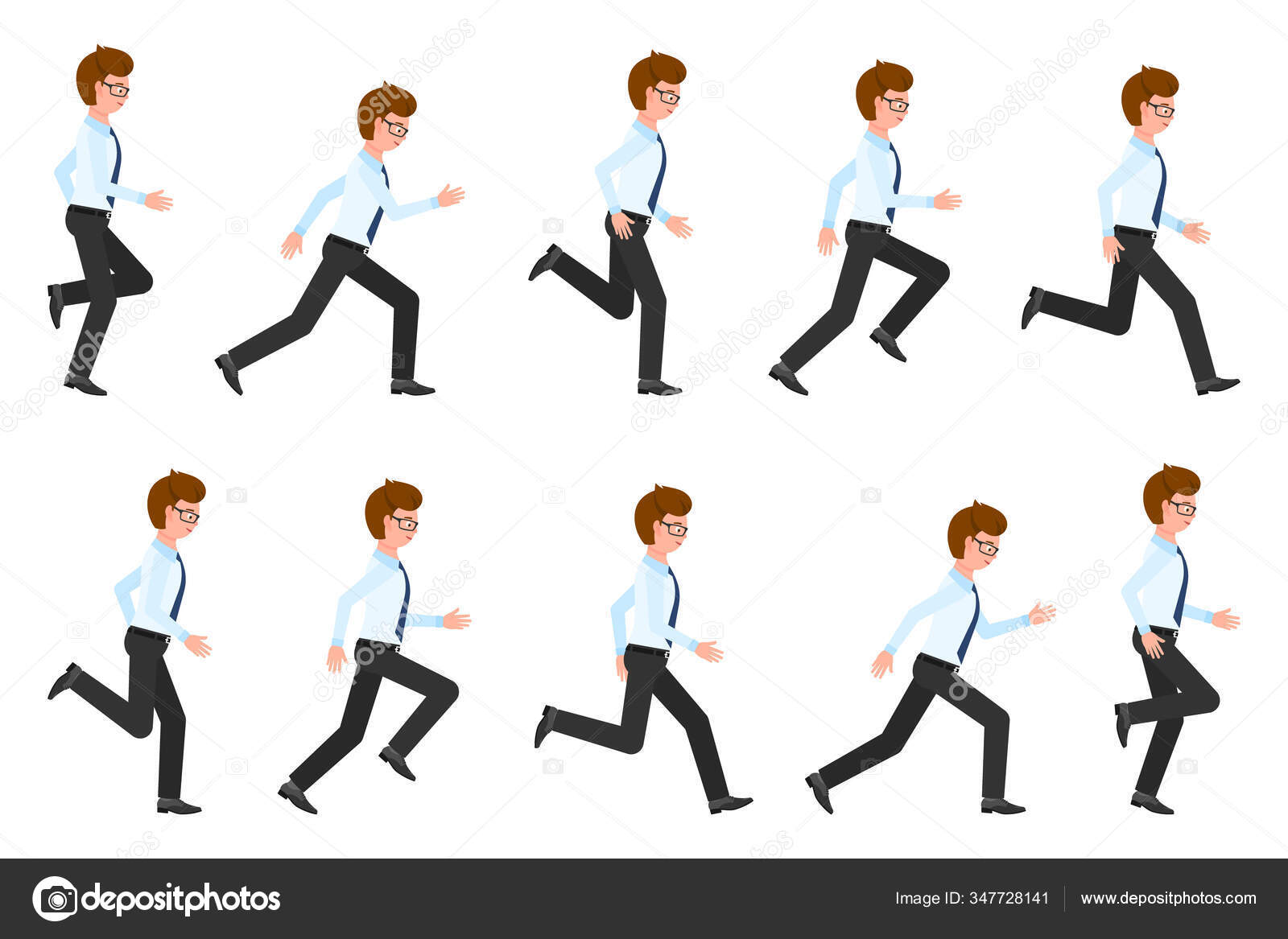 Joven Hombre Adulto Corriendo Secuencia Plantea Ilustración Vectorial ...