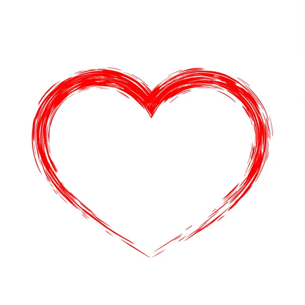 Continuous One Line Drawing Red Heart Isolated White Background Vector