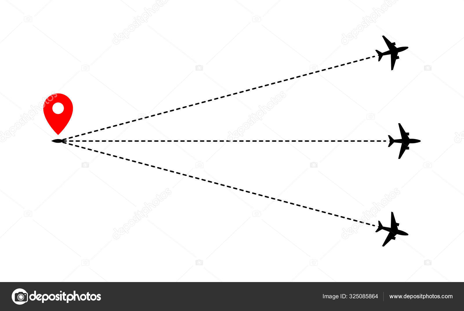 Airplane Track Point Dashed Line Way White Background Stock Vector by ...