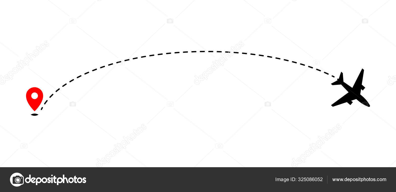 Airplane Track Point Dashed Line Way White Background Stock Vector by ...