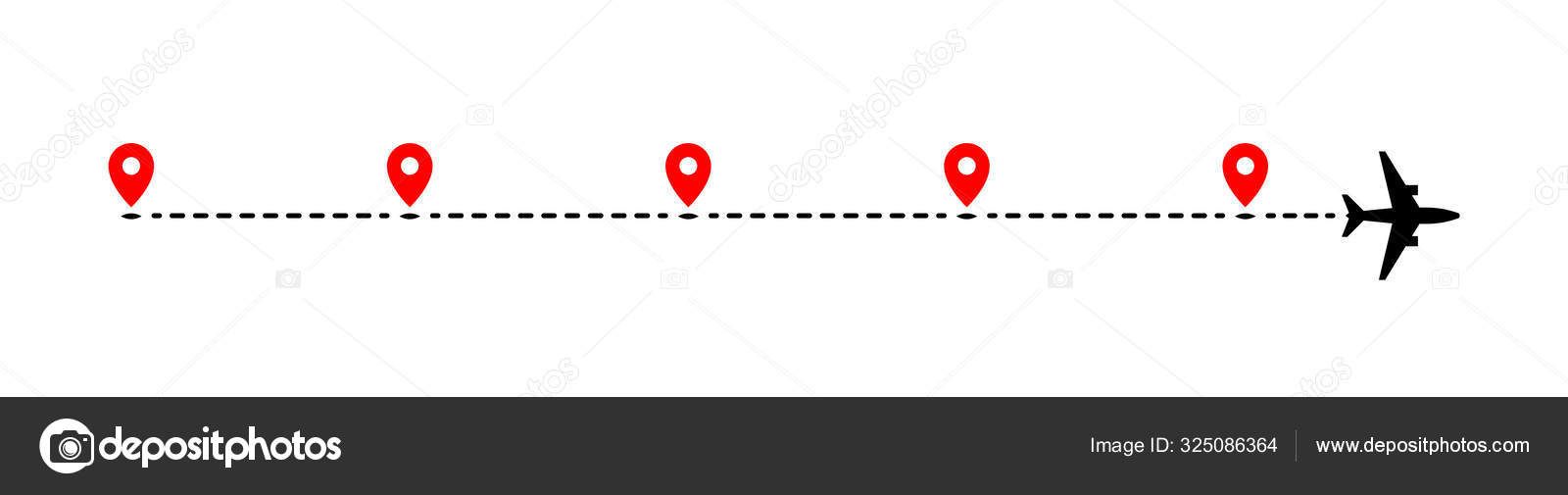 Airplane Track Point Dashed Line Way White Background Stock Vector ...