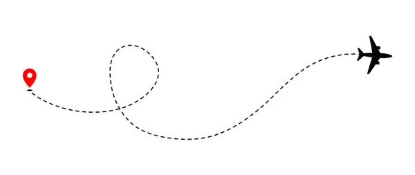 Airplane Track Point Dashed Line Way White Background Stock Vector ...