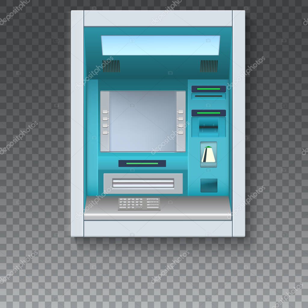 Cajero automático bancario. ATM - Cajero automático con pantalla en ...