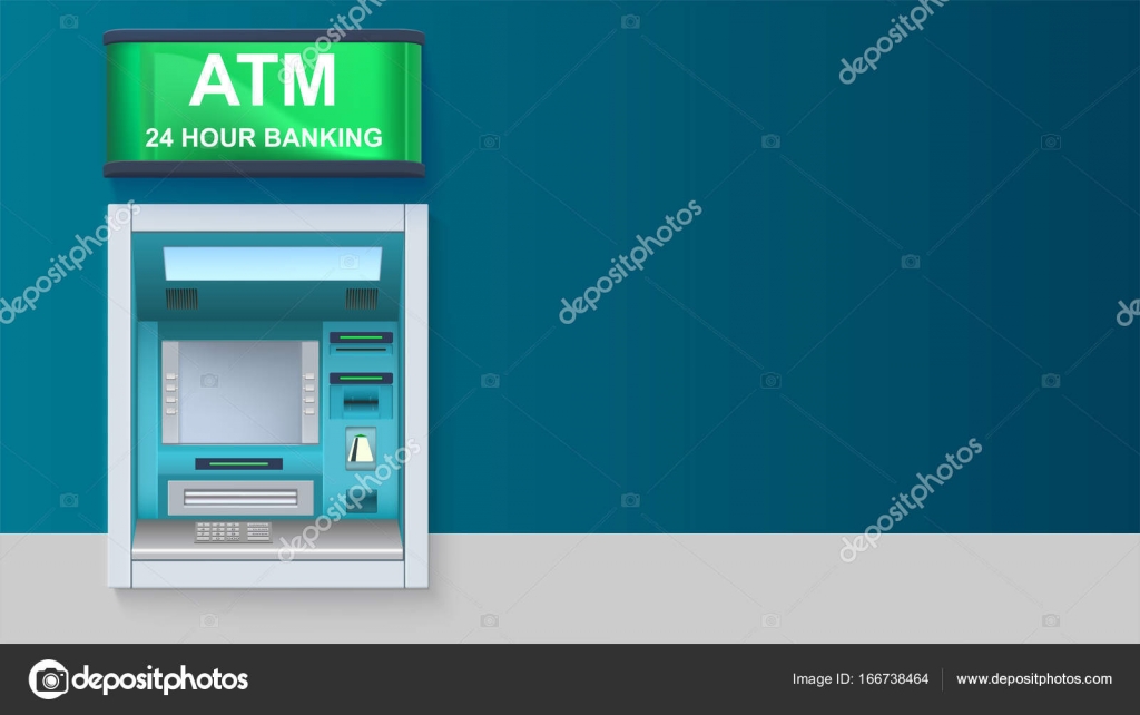 ATM - Automated teller machine with green lightbox, 24 hour banking ...