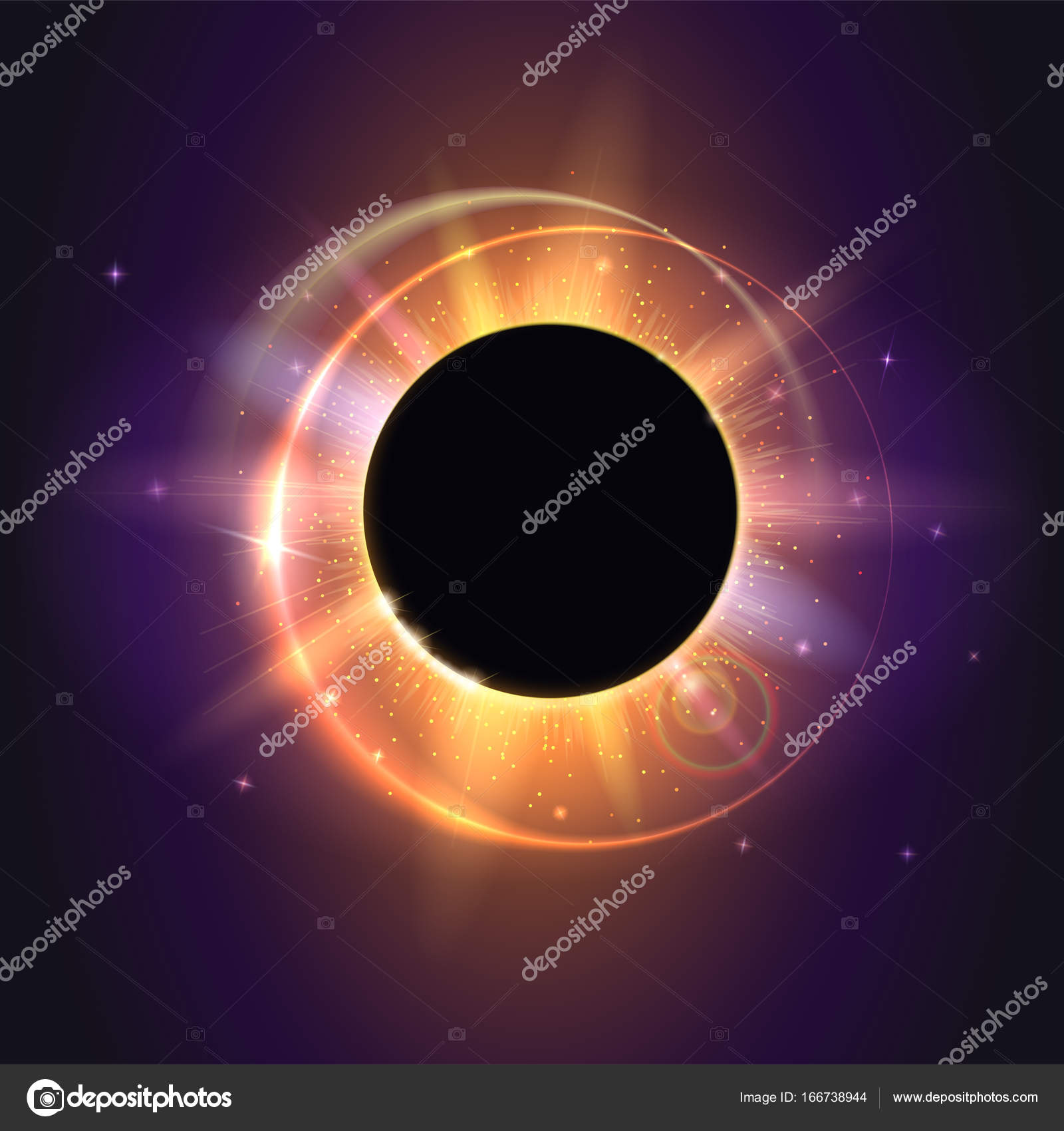Solar eclipse, astronomical phenomenon - full sun eclipse. Scientific ...