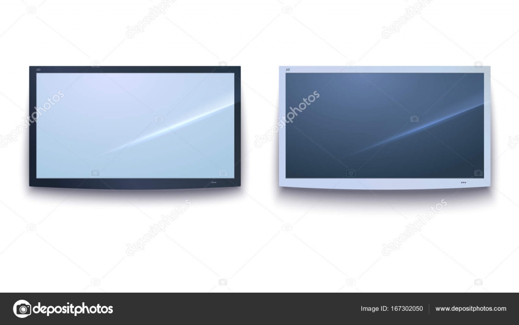 Set of Smart TV icons, dark and light TV screen, LED TV hanging ...