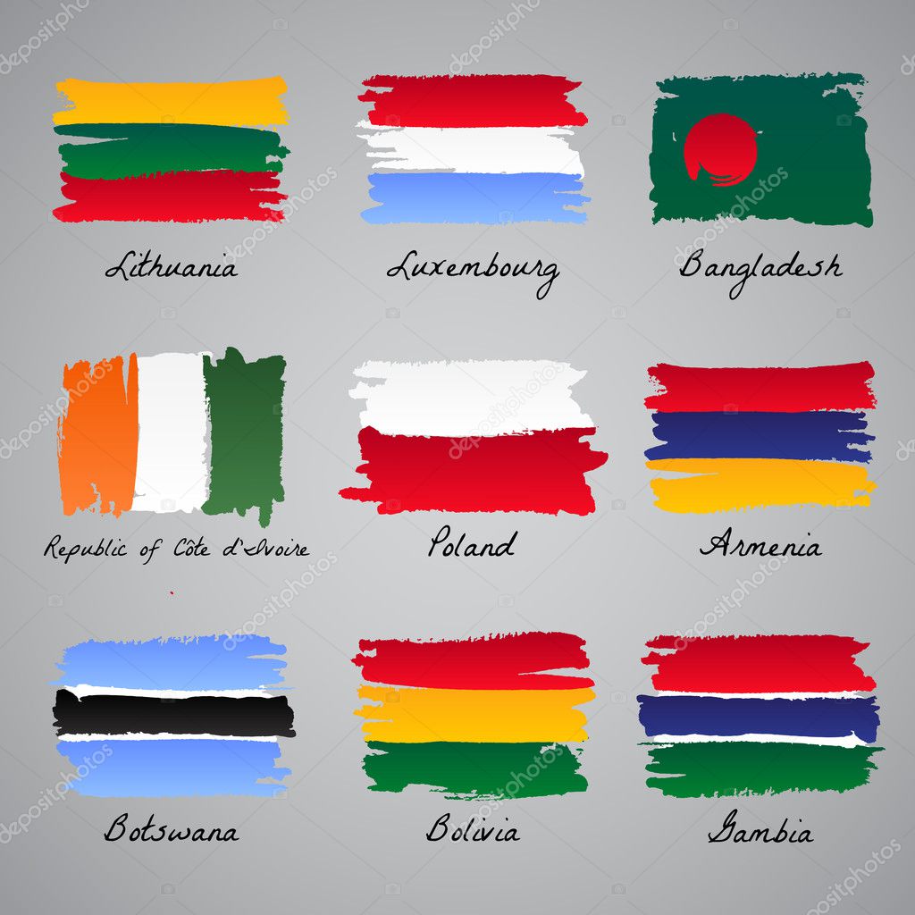 Hand-painted nation flag collection — Stock Vector © mzwonko #125083794