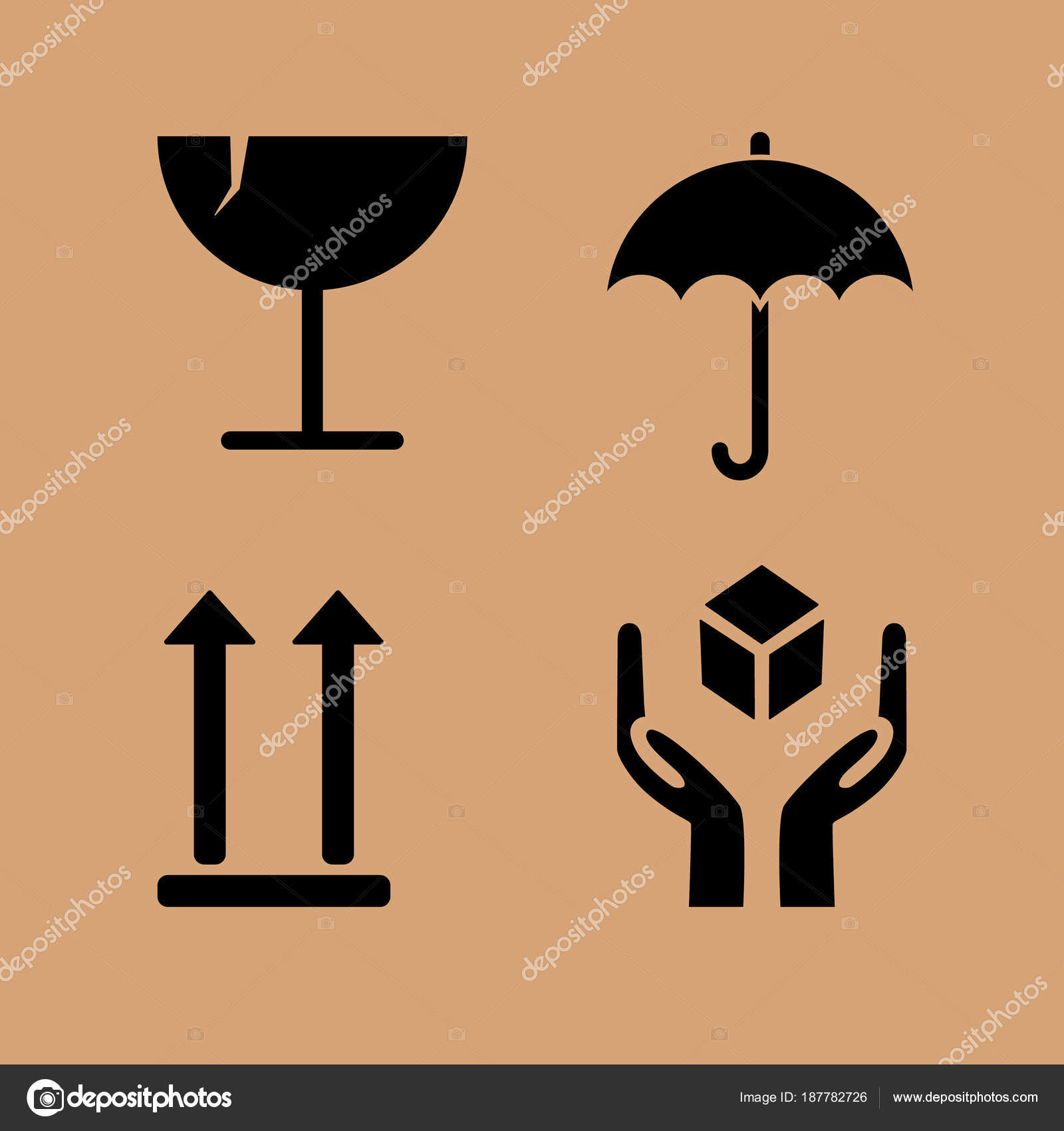 Fragile symbol on cardboard background . Vector illustration Stock ...