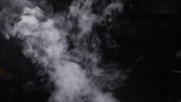 Fire Smoke from Bottom Up on Black Background. White vapor rising up ...