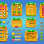 Graphical user Interface GUI for mobile game or app. Design, buttons and icons. Vector ...