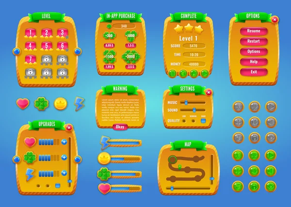 Graphical User Interface Set in Natural Style. ⬇ Vector Image by ...