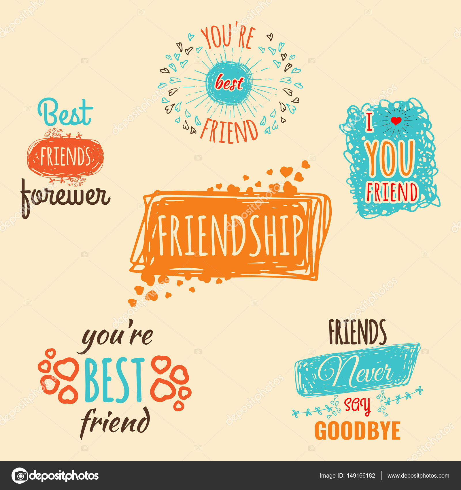 Best friend logos set with text vector labels isolated Stock Vector ...