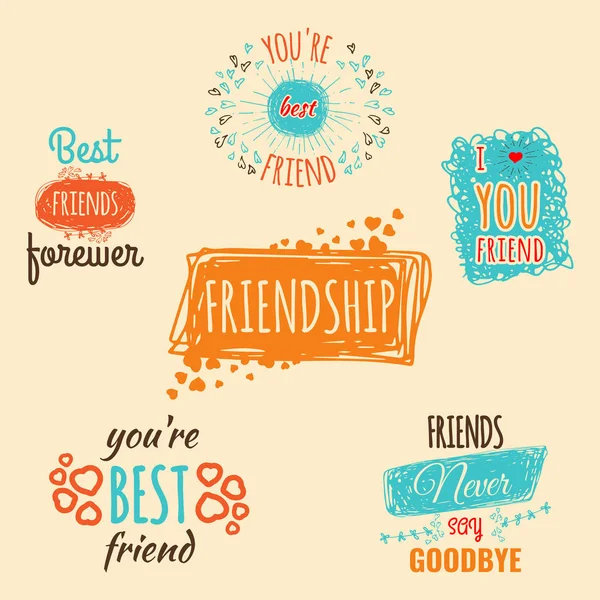Friendship logos set with text vector labels isolated on white — Stock ...