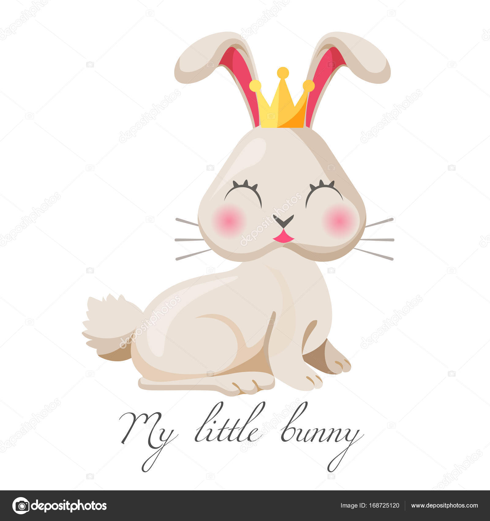 My little bunny girl cute princess vector in gold crown Stock Vector ...