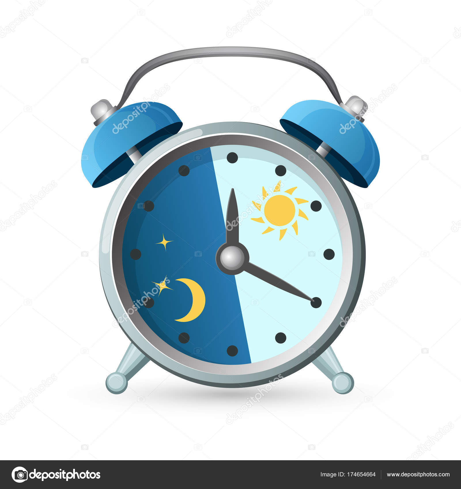 Old clock with day and night parts on vector illustration Stock Vector ...