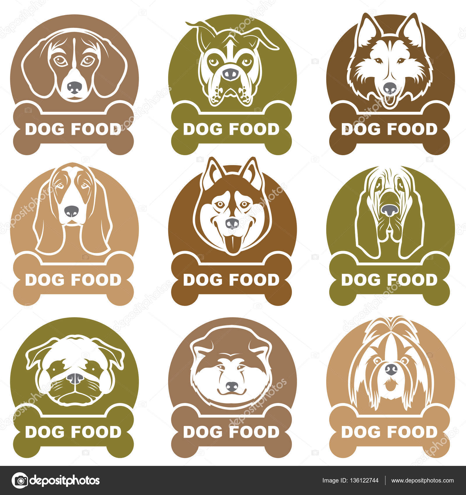 Conjunto de etiquetas de alimentos para perros Vector de stock ...