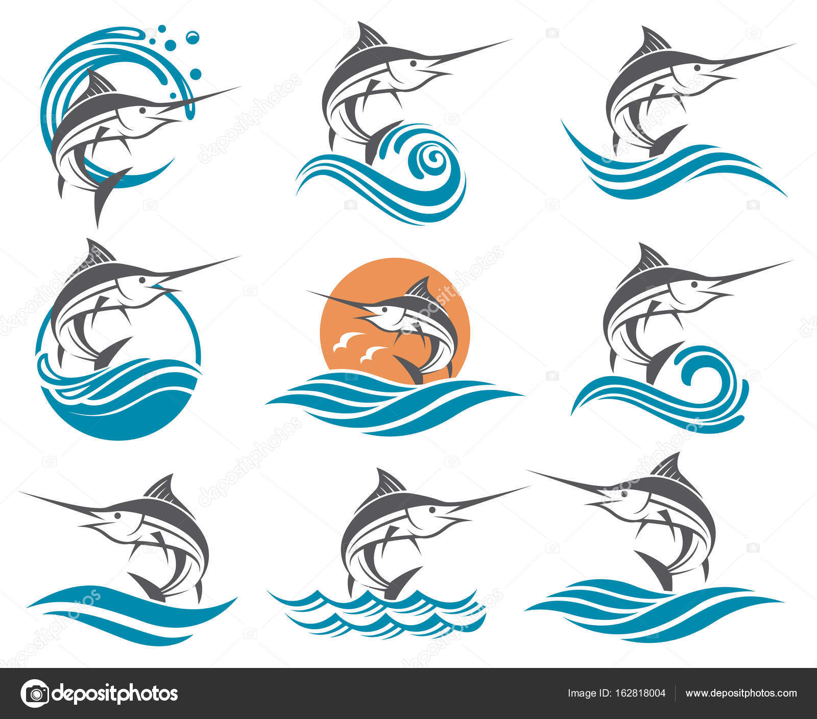 Swordfish illustrations set Stock Vector Image by ©alexkava #162818004