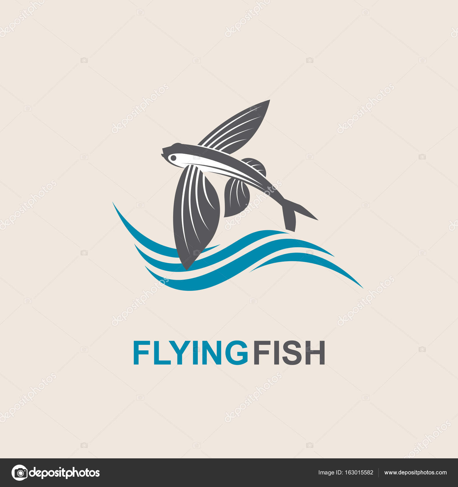 Icon: flying fish | Flying fish icon — Stock Vector © alexkava #163015582
