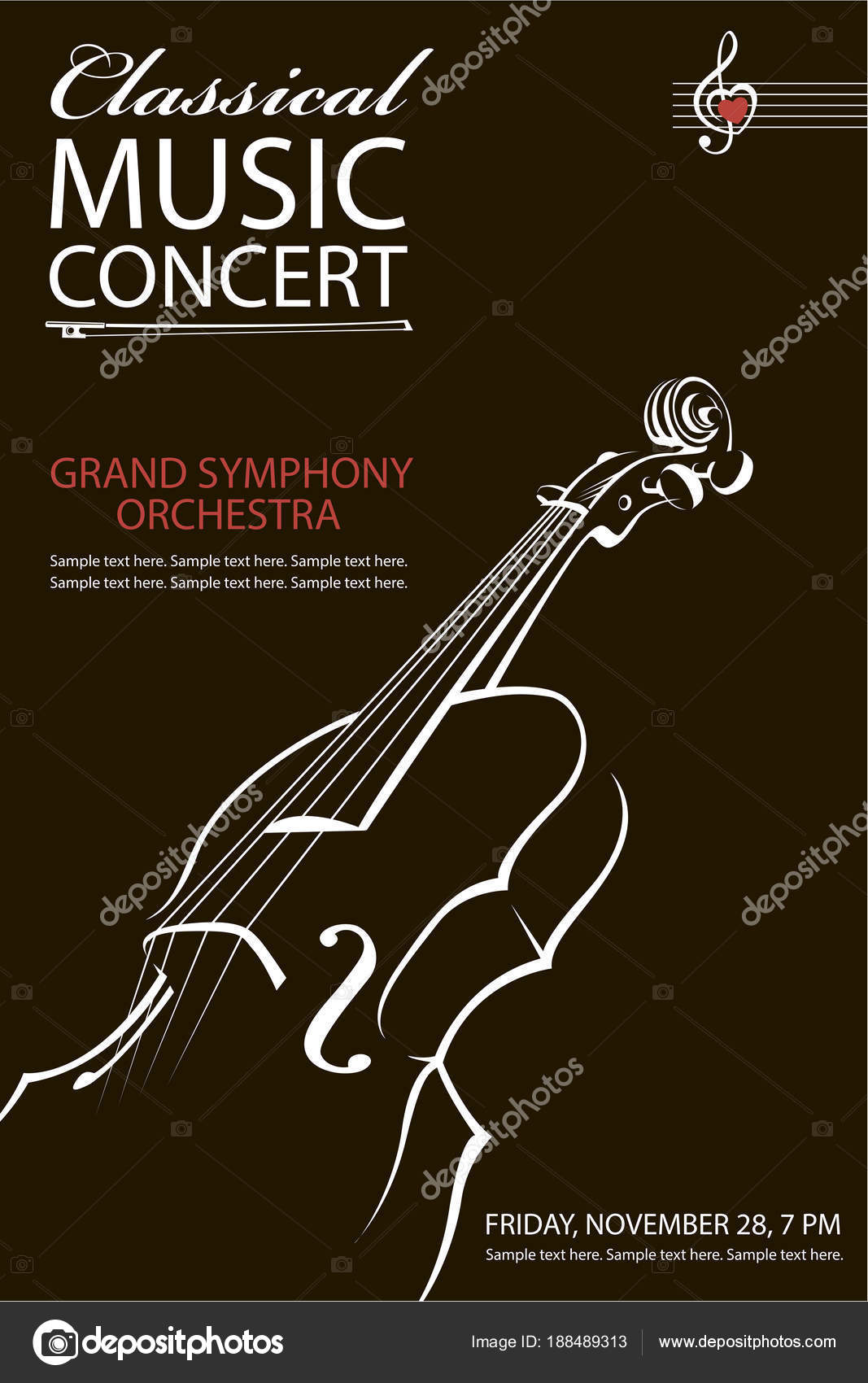 Monochrome Classical Concert Poster Violin Image Stock Vector Image by ...