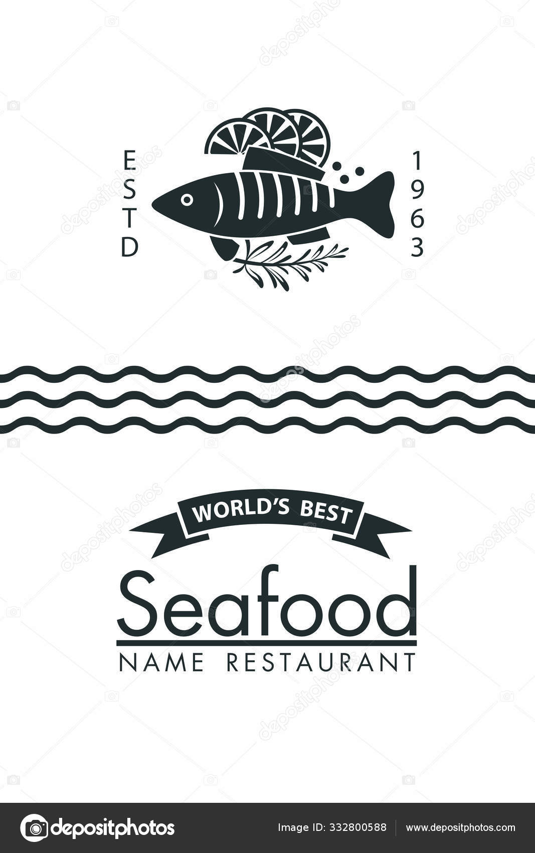 Seafood Menu Design Fish Lemon White Background Stock Vector by ...