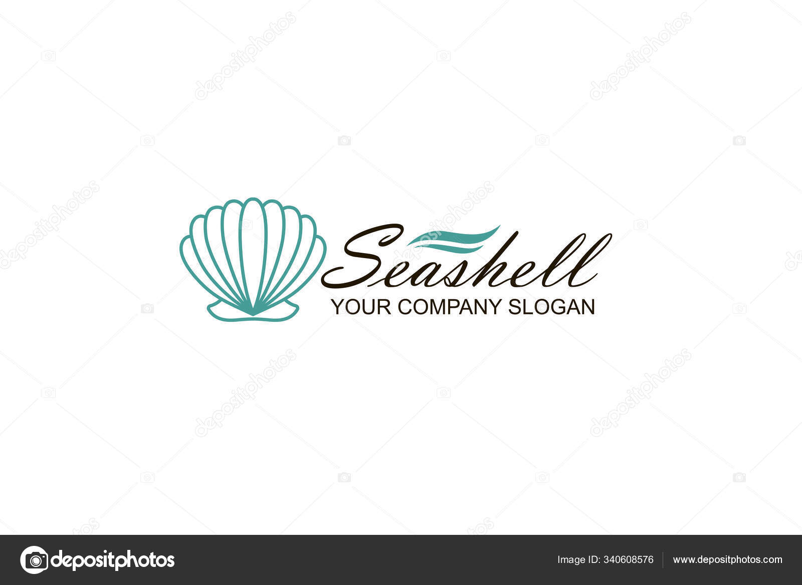 Emblem Blue Seashell Isolated White Background Stock Vector Image by ...