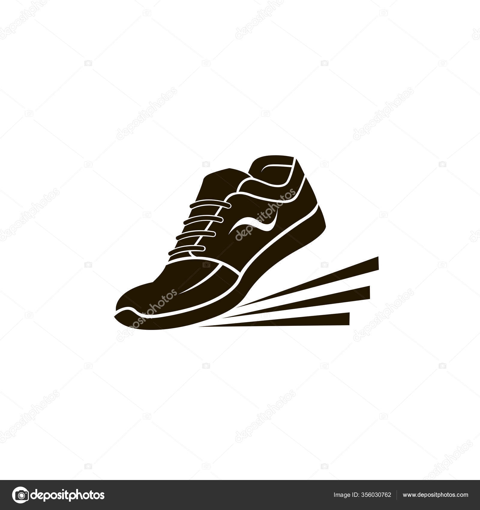 Speeding Running Sport Shoes Icon Isolated White Background Stock ...