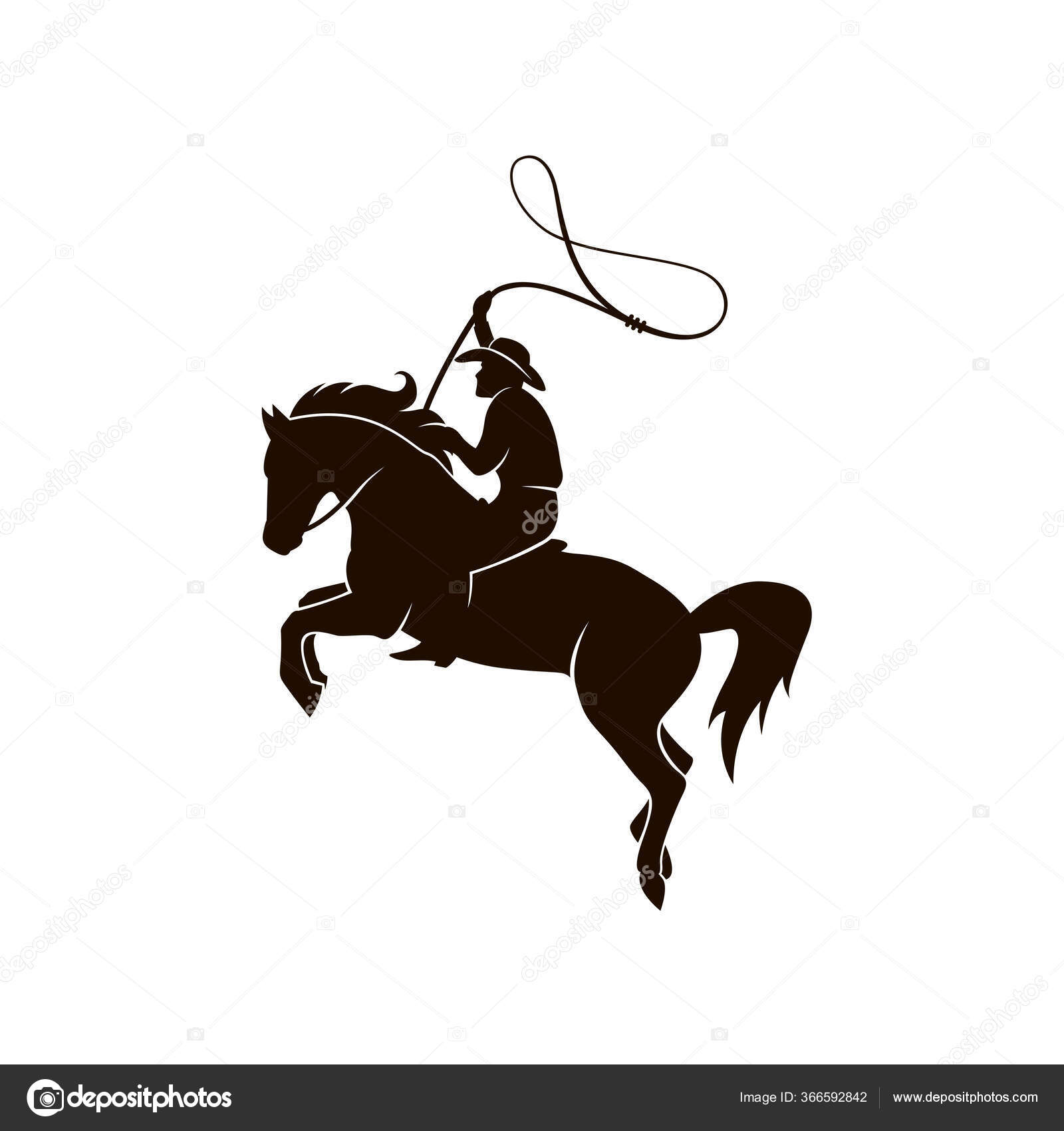 Cowboy On Horse With Lasso