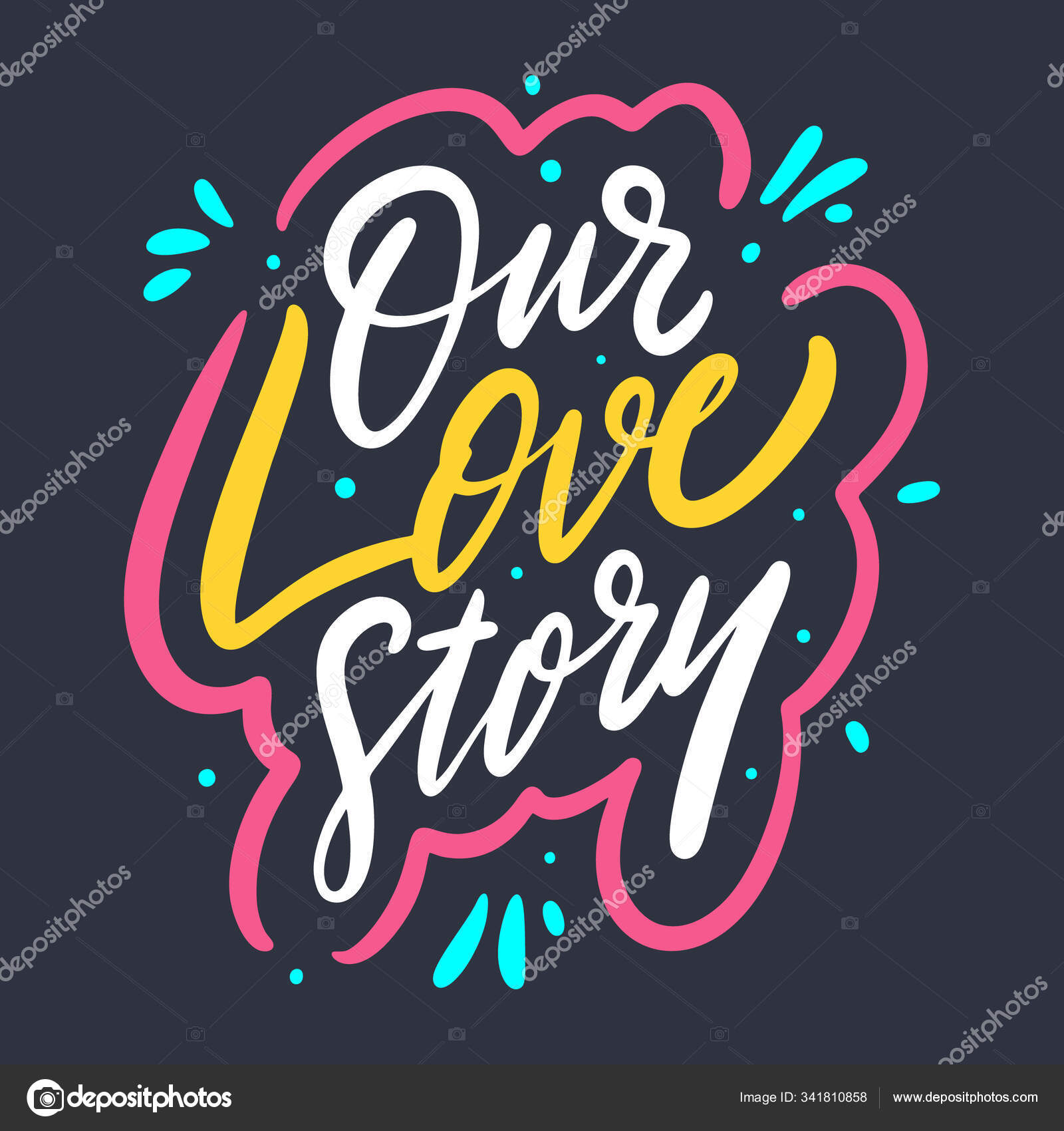 Our Love Story lettering phrase. Vector illustration. Stock Vector by ...