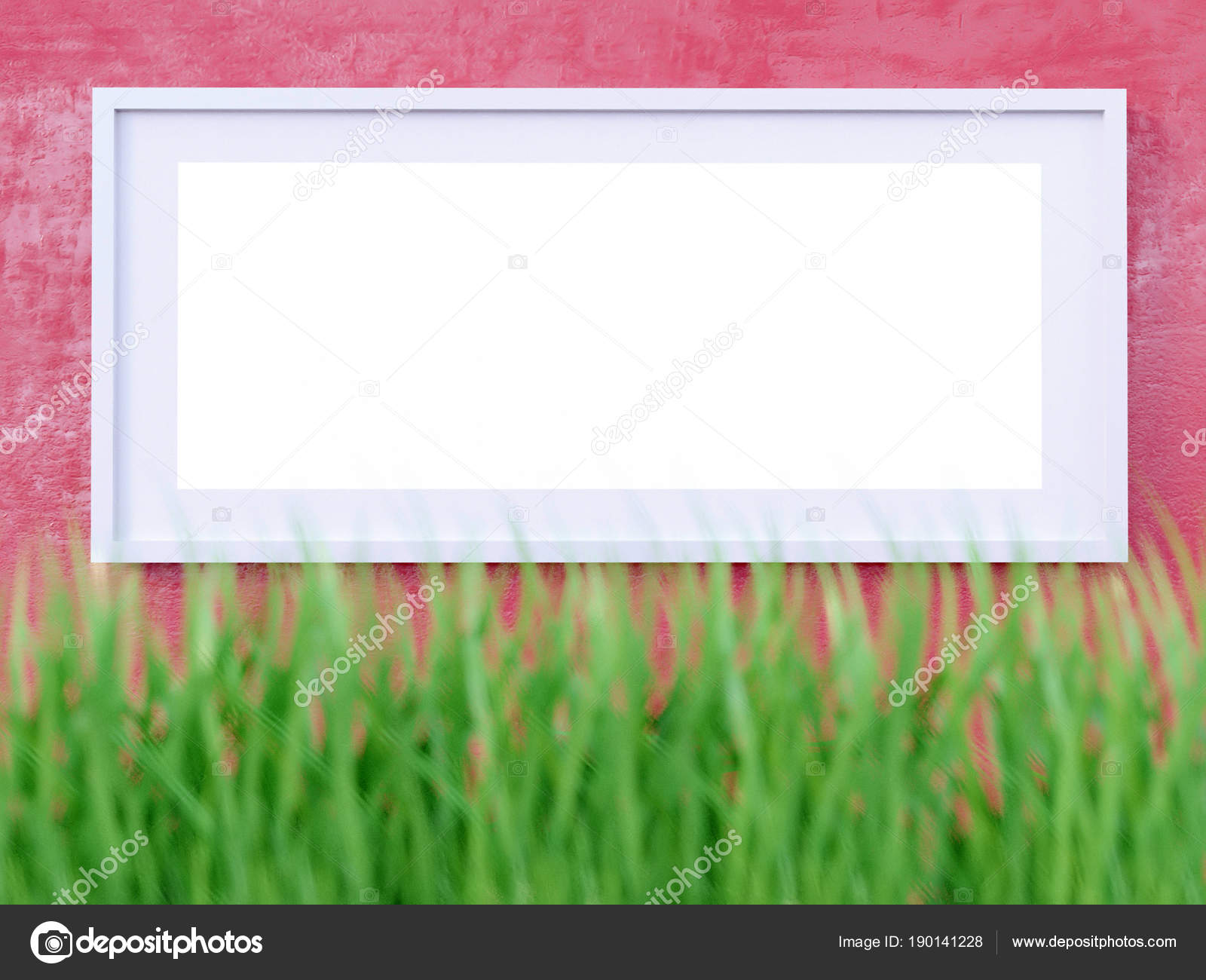 Layout poster frame, front view, with decor elements, flowers and empty ...