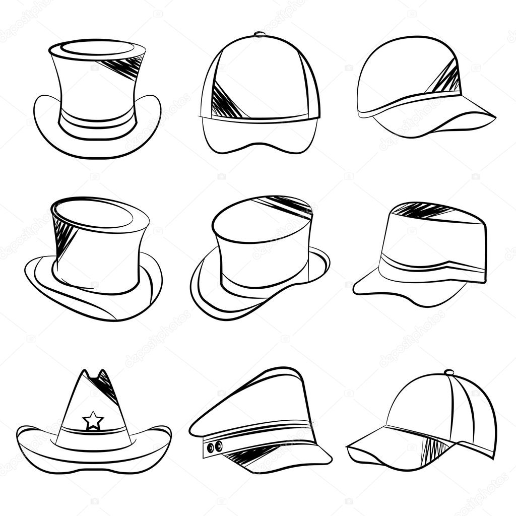 Vector Illustration Hats Sketches Stock Vector by ©loopang 125304970
