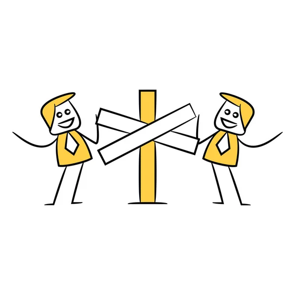Businessman Blank Signage Signpost Yellow Stick Figure Theme Stock ...