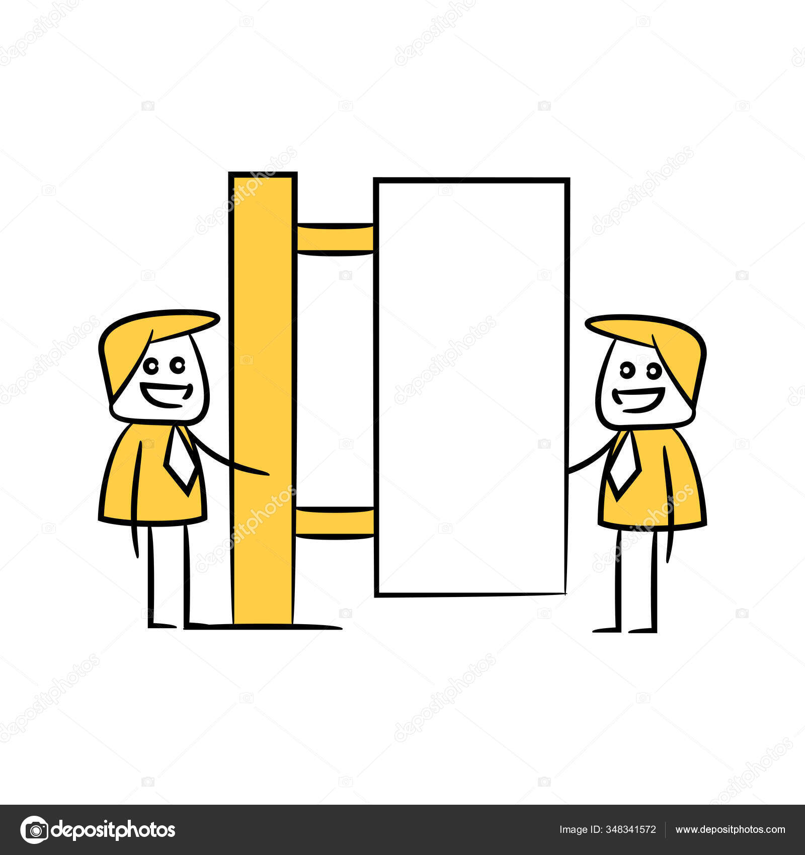 Doodle Businessman Blank Signage Signpost Yellow Stick Figure Theme ...