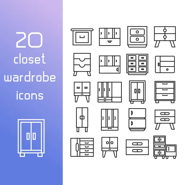 Closet Wardrobe Icons Line Design Stock Vector By ©loopang 348350178