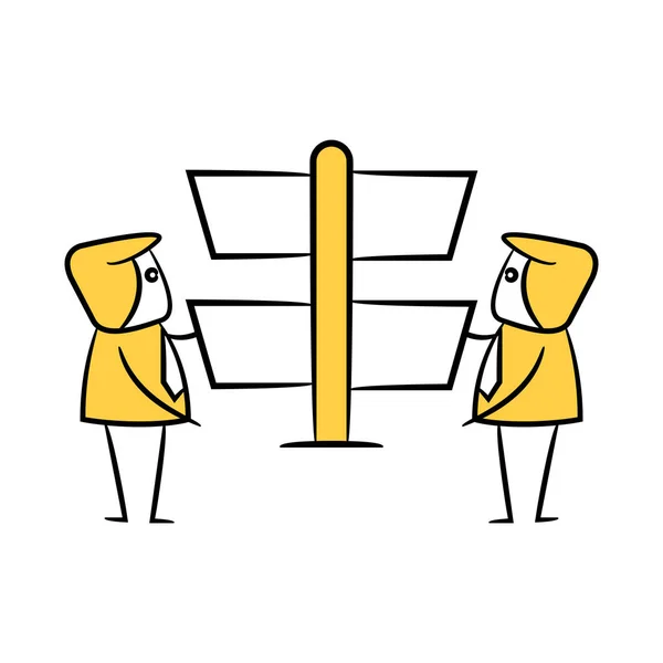 Businessman Blank Signage Signpost Yellow Stick Figure Theme Stock ...